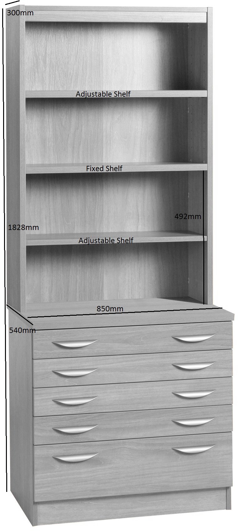 R White Cabinets A2 Plan Chest with Deep Lower Drawer & OSF Hutch ...