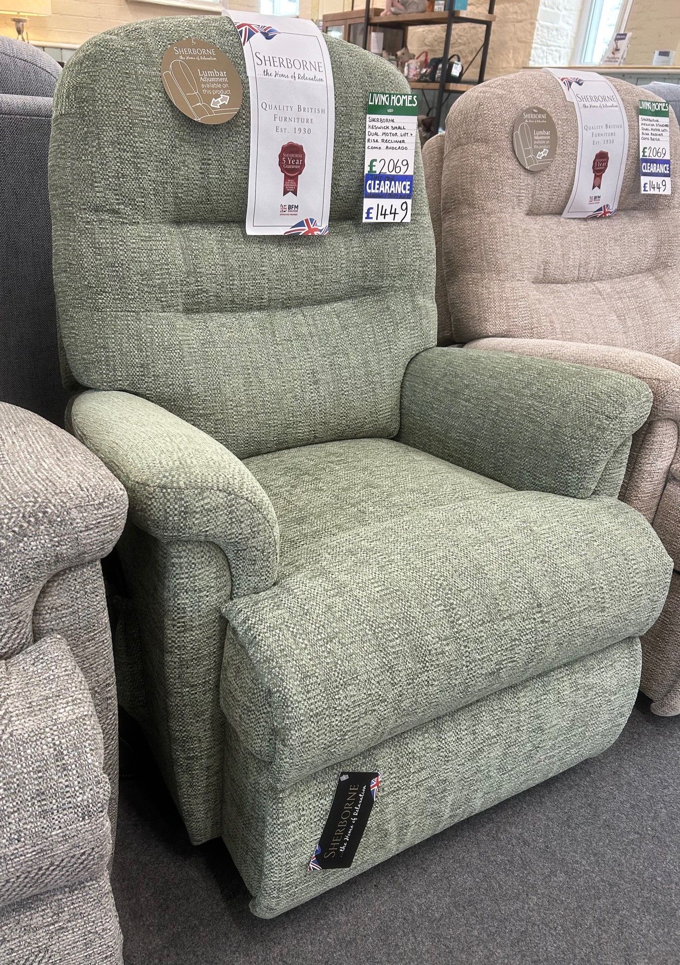 Clearance - Sherborne Keswick Small Dual Motor Riser Recliner - Chairs ...